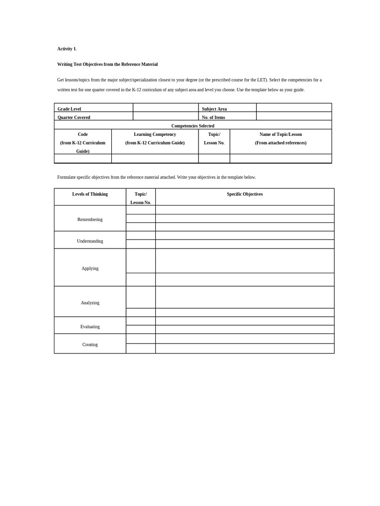 Lesson 3 Activity 1 | PDF