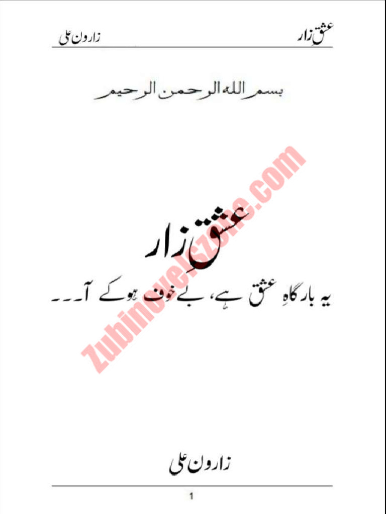 Ishq Zar Novel by Zaroon Ali Complete - ZNZ | PDF