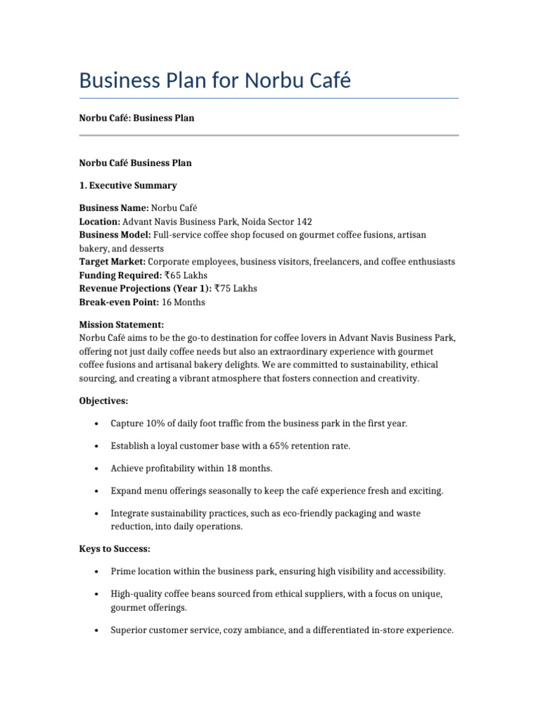 Java Junction Cafe Business Plan | PDF