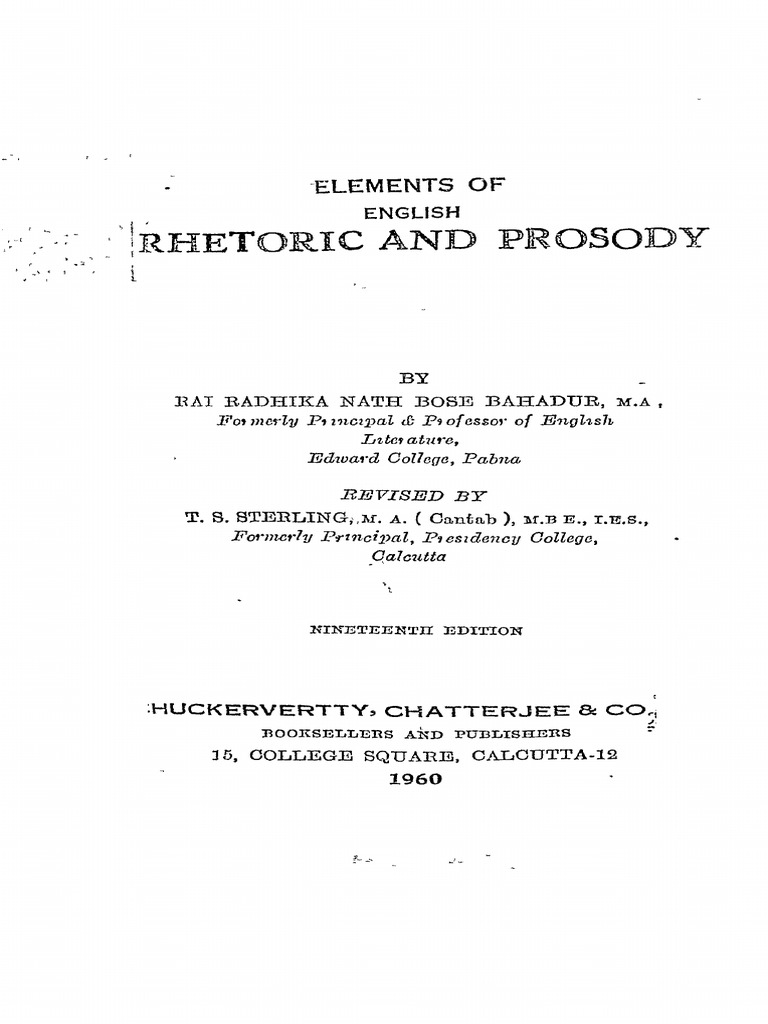Rai Radhika Nath Bose Bahadur, T. S. Sterling - Elements of English ...