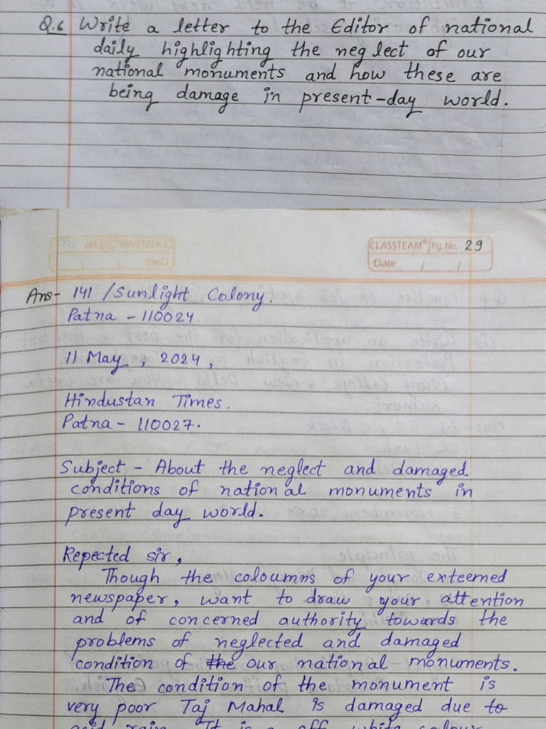 Letter To Editor Class 12 | PDF