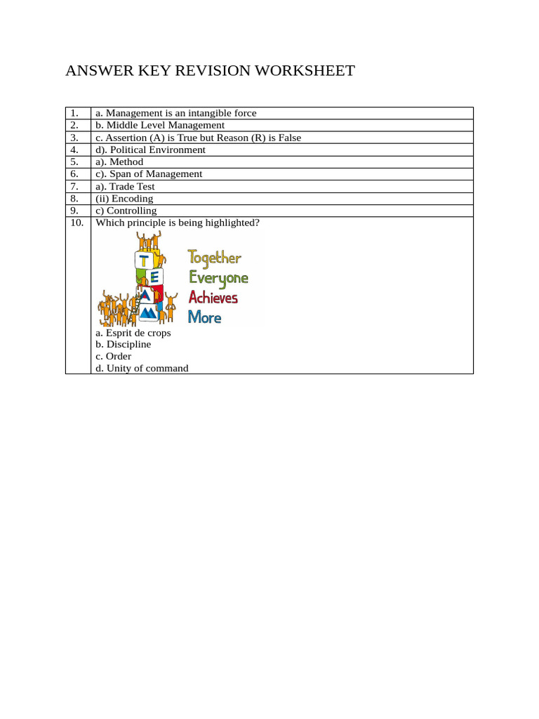 Answer Key Revision Worksheet | PDF