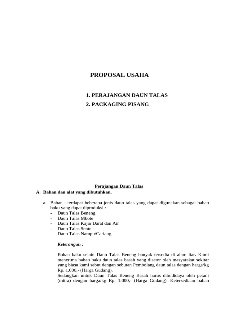 Proposal Usaha | PDF