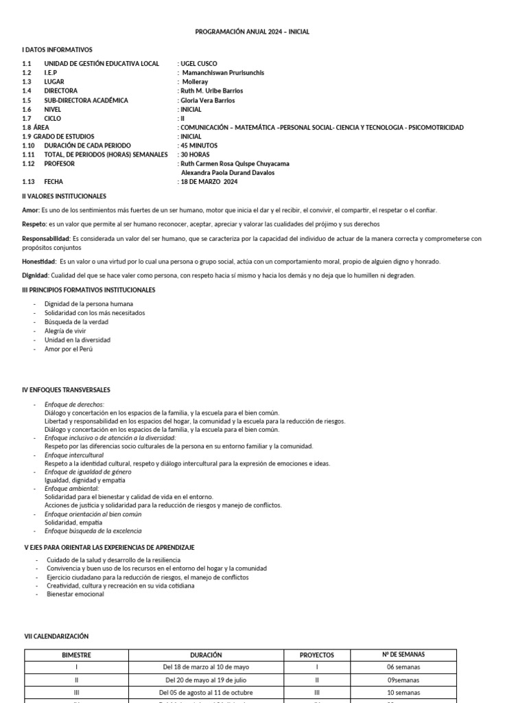 Programa Curricular Inicial | PDF