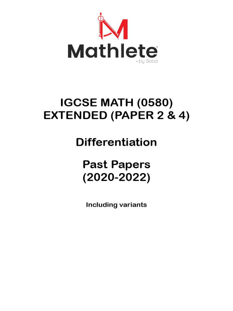 IGCSE 0580 Differentiation Past Papers | PDF | Tangent | Mathematical ...