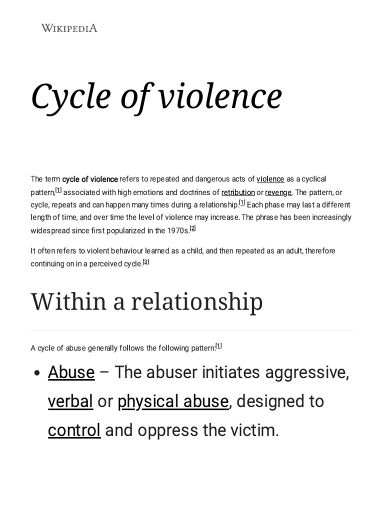 Cycle of Violence - Wikipedia | PDF | Aggression | Violence