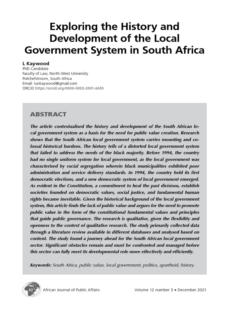 History of South African Local Government | PDF | Apartheid | Governance