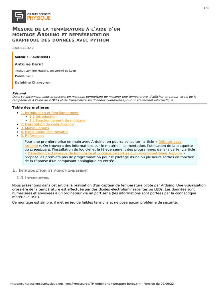 TP Arduino Temperature | PDF