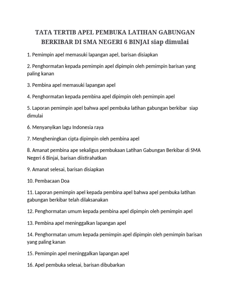 Tata Tertib Apel Latihan Gabungan Berkibar | PDF