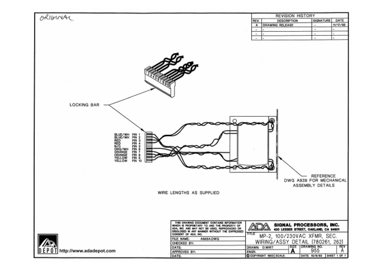 ADA MP 2 100&230 Vac XFMR Secondary Wiring Assembly Detail | PDF