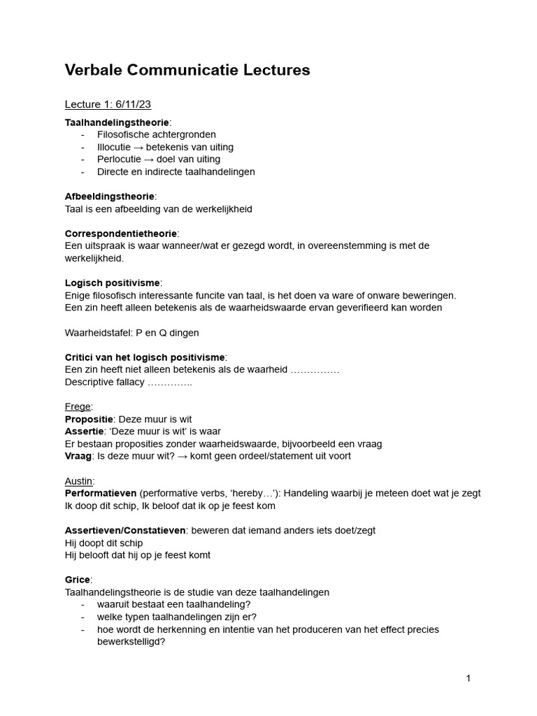 Verbale Communicatie Lectures | PDF