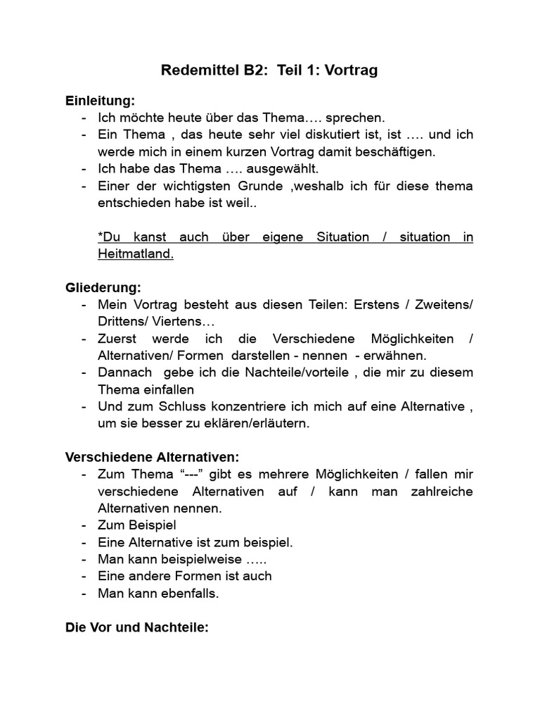 Redemittel B2 Sprechen | PDF