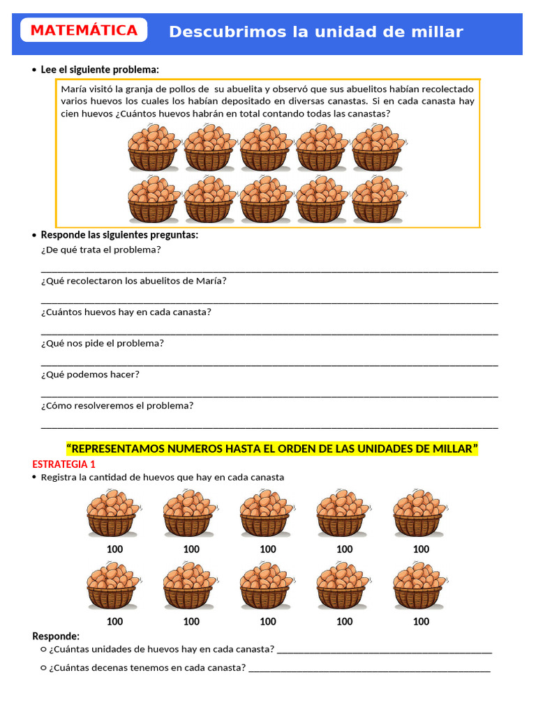 D5 A1 FICHA MAT. Descubrimos La Unidad de Millar | PDF | Decimal ...