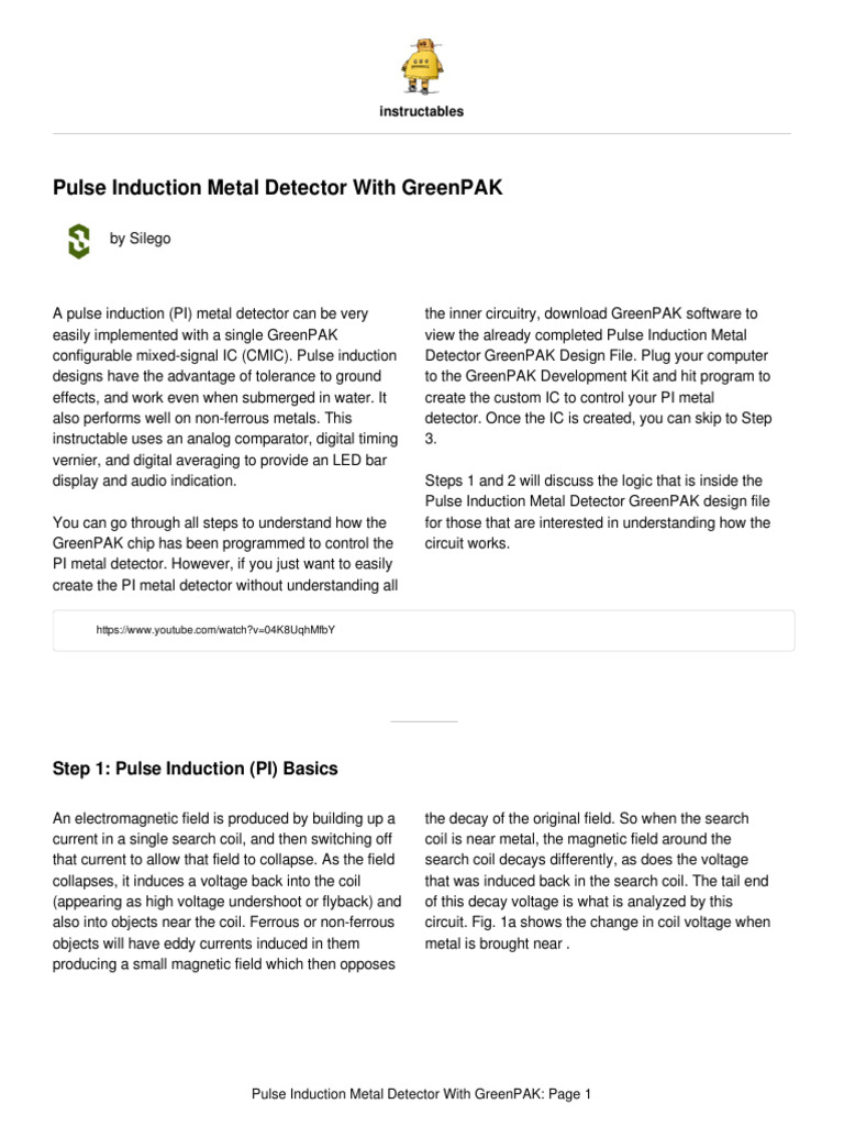 Pulse Induction Metal GreenPAK | PDF