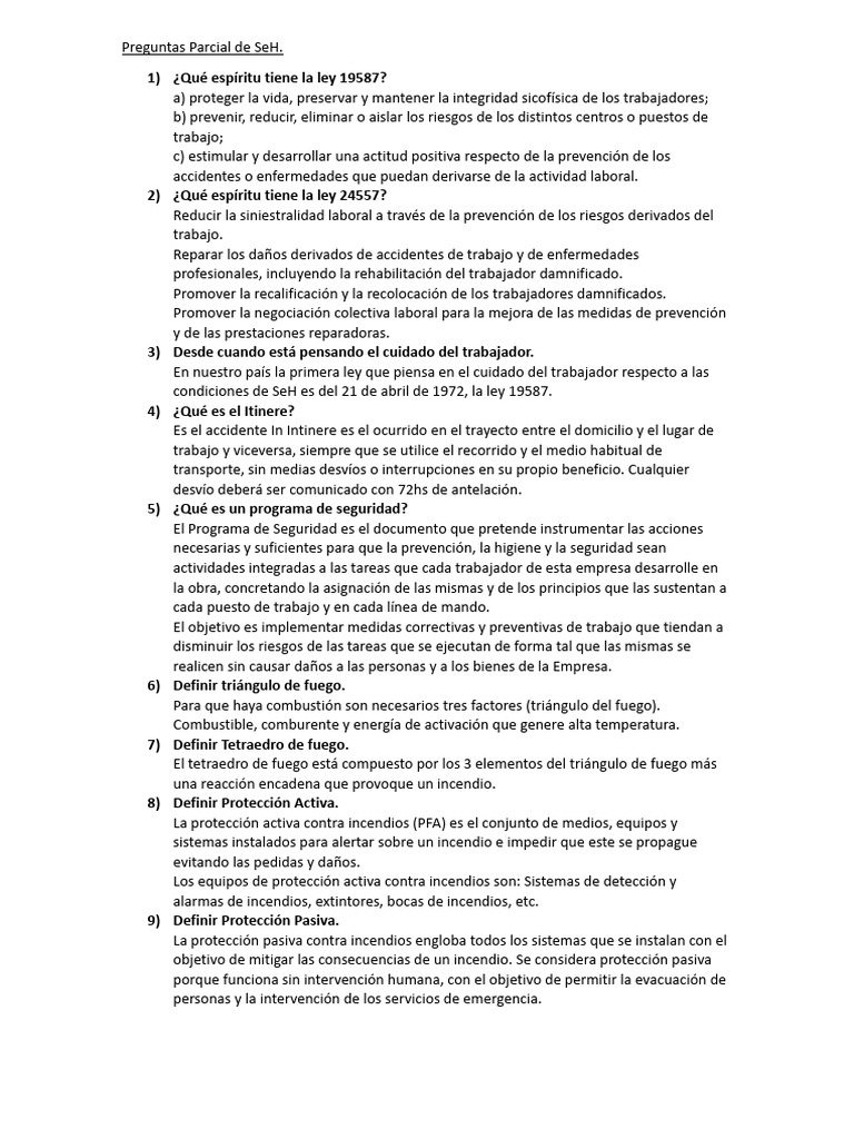 Preguntas de Seg e Hig | PDF