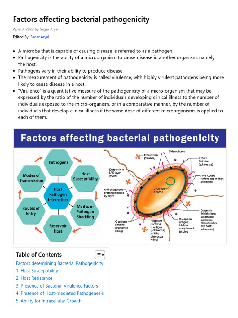 Factors Affecting Bacterial Pathogenicity | PDF