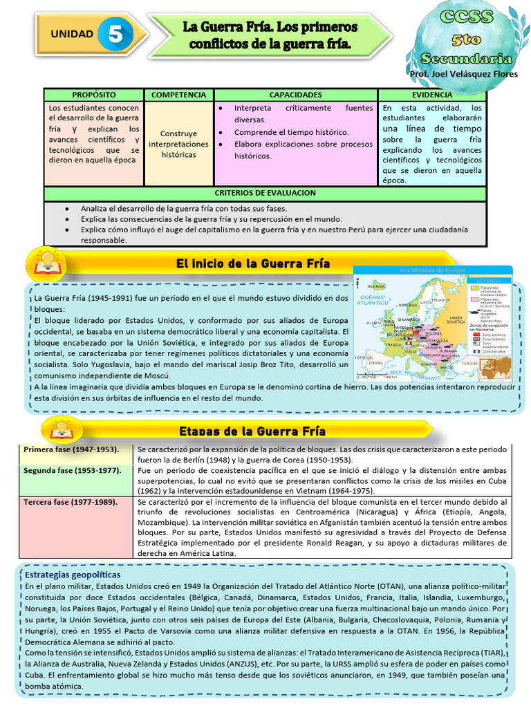 Ficha de Actividad CCSS 5°-La Guerra Fria | PDF