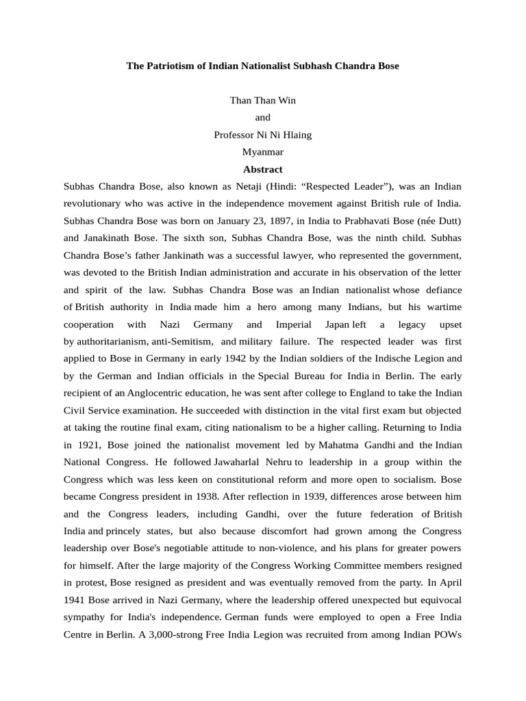 3 Than Than Win Professor Ni Ni Hlaing Subhas Chandra Bose | PDF