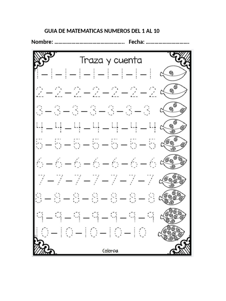 Guia de Matematicas Numeros Del 1 Al 10 | PDF