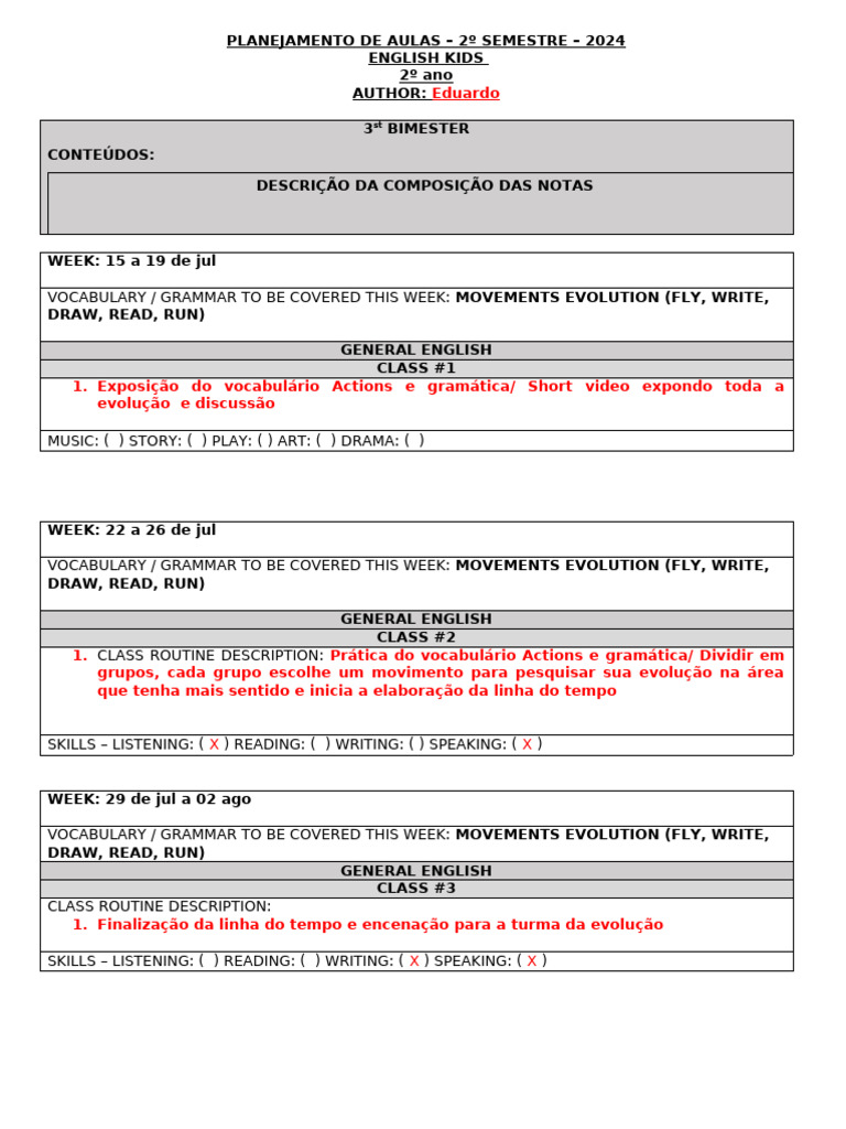 ENGLISH KIDS 2º - 3bi | PDF