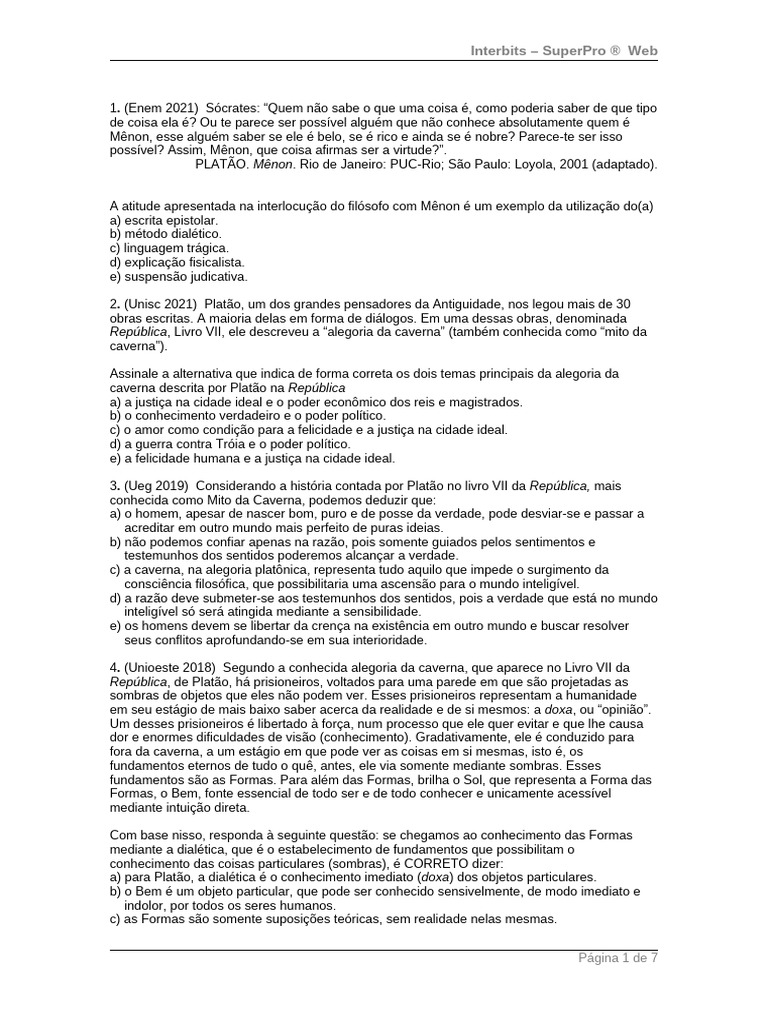 AV3 - Filosofia - 3a Série - 1o Trimestre - INSP - 2024 | PDF