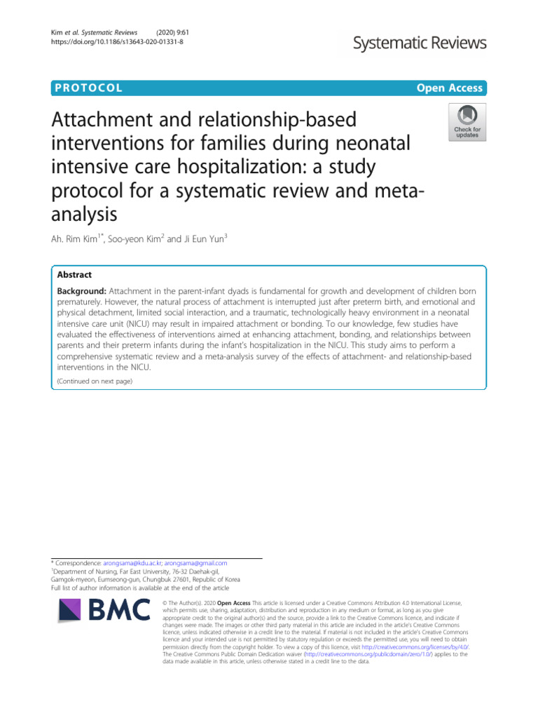 Attachment and Relationship-Based Interventions For Families During ...