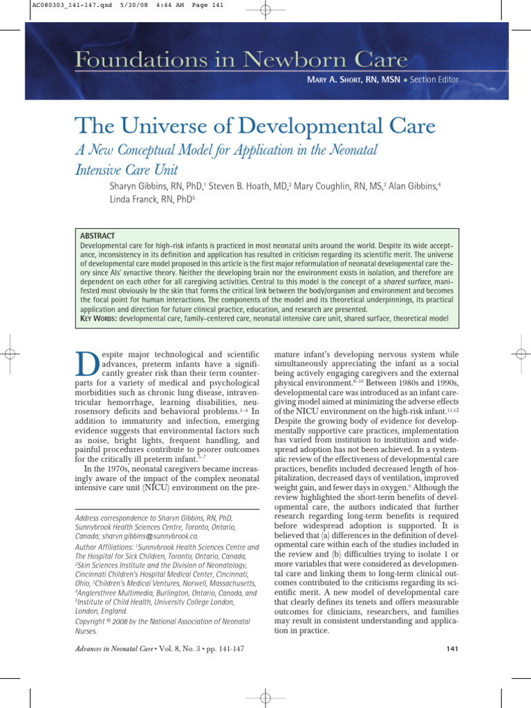 The Universe of Developmental Care A New Conceptual Model For ...