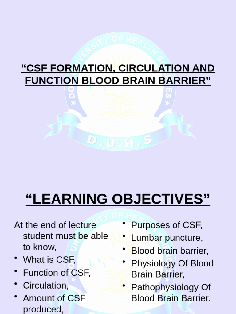 4.PHYSIO CSF Formation Circulation & Functions | PDF