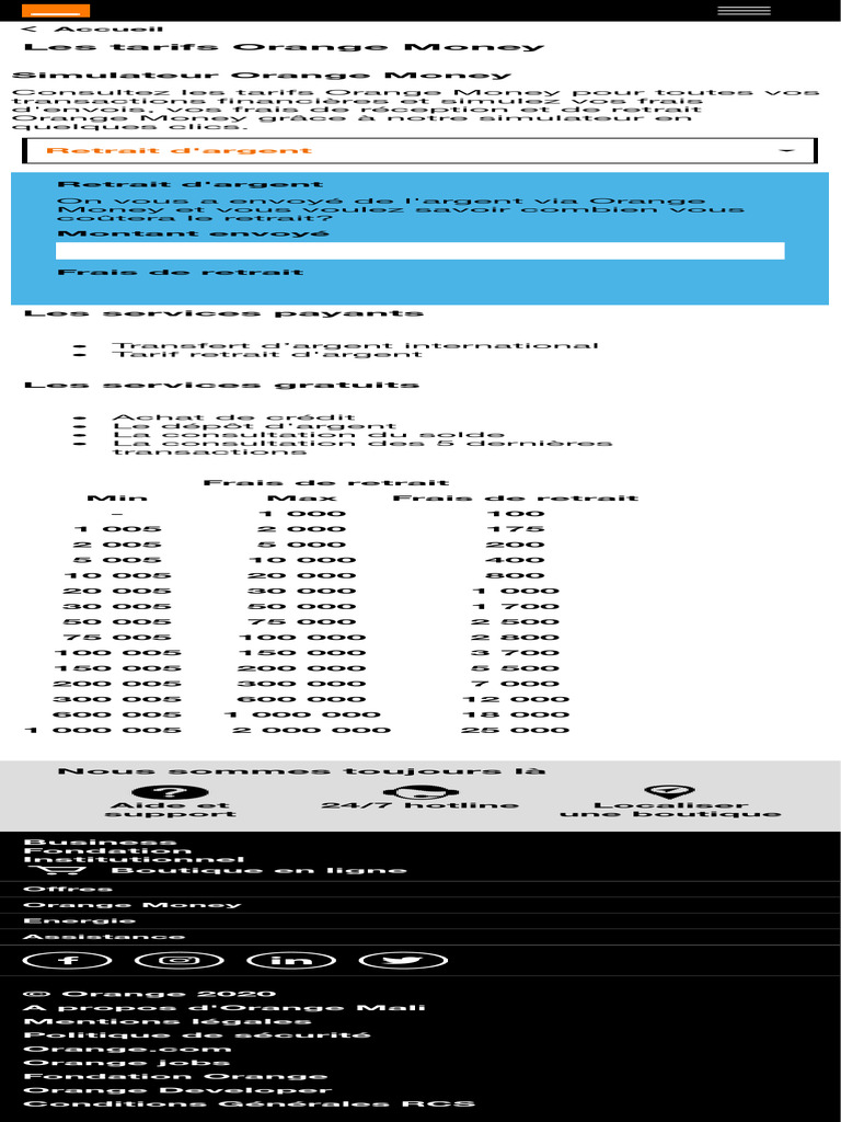 Les Tarifs Orange Money Orange Mali | PDF