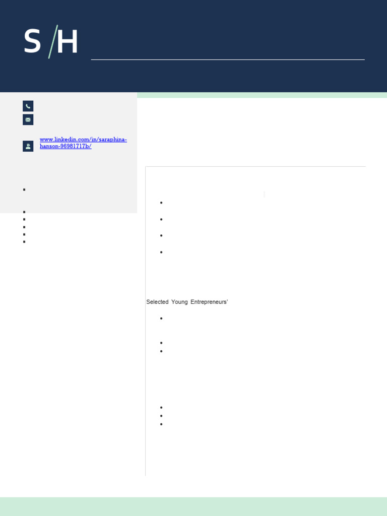Saraphina Hanson - CV | PDF