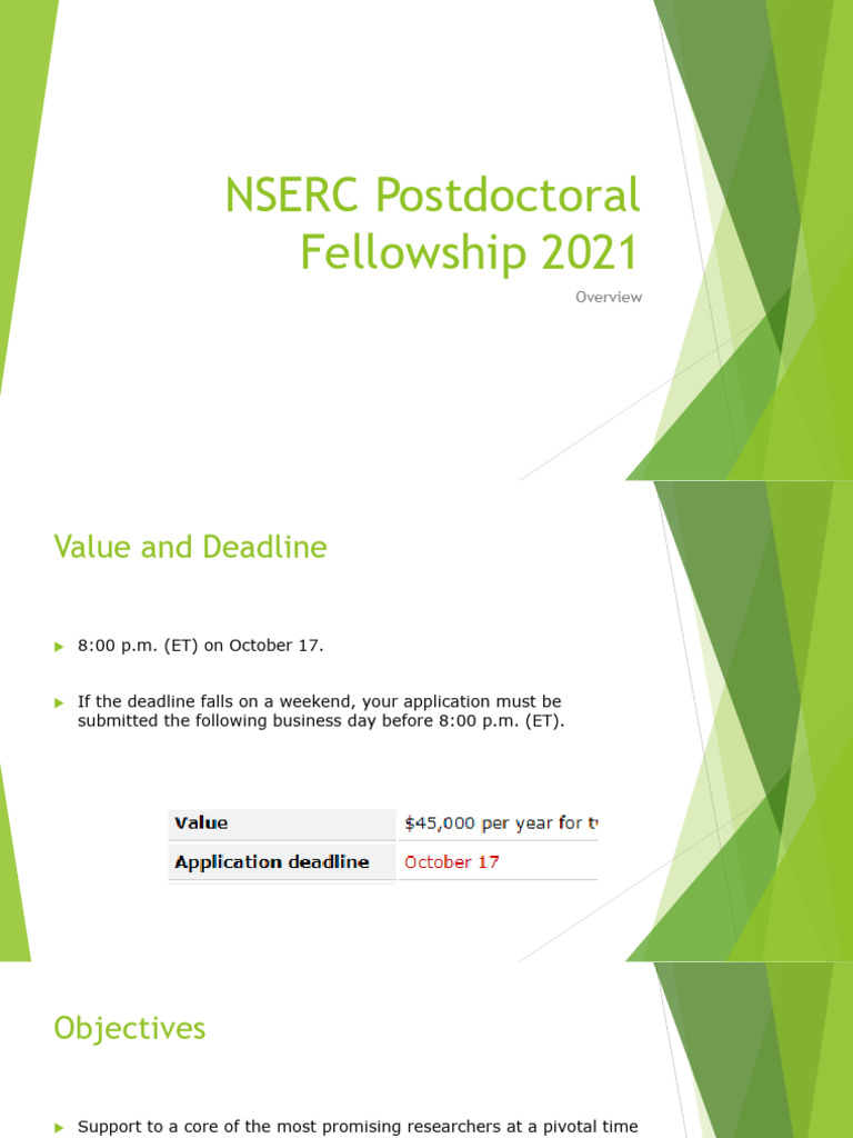 NSERC Postdoc Fellowship Guide | PDF | Engineering | Science
