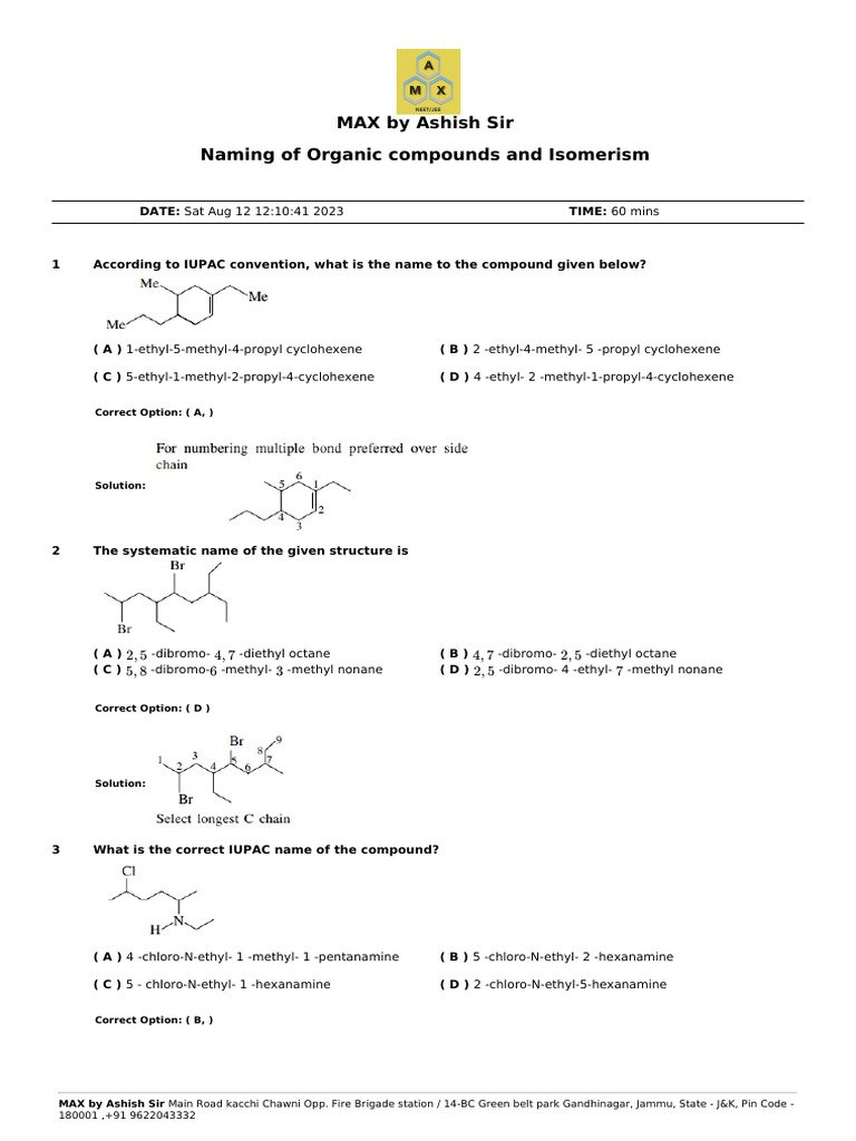 IUPAC Naming and Isomerism Guide | PDF | Isomer | Organic Chemistry