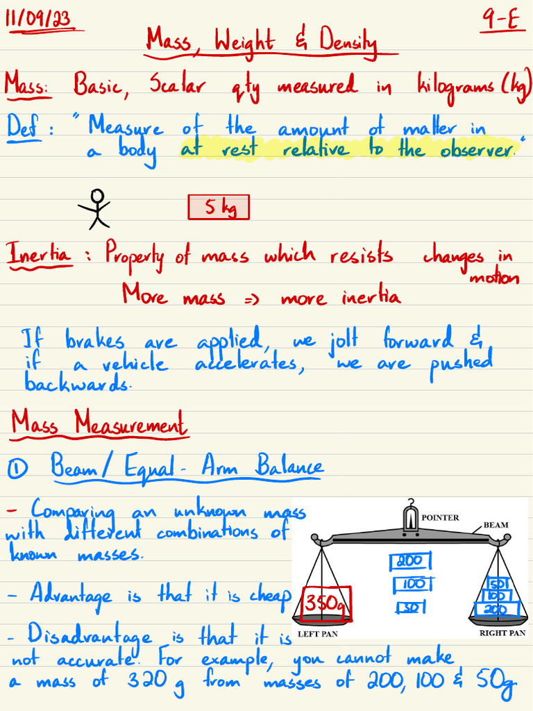 Mass Weight Volume | PDF