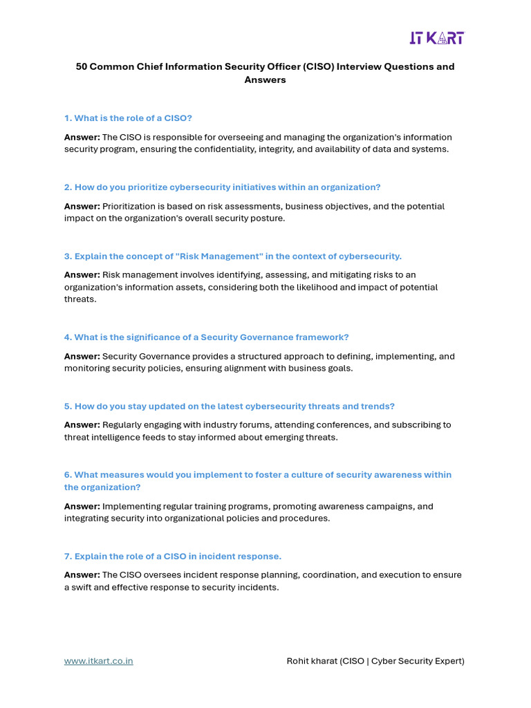 CISO Interview Insights | PDF