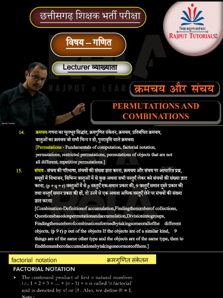 Lec-6 Permutations & Combinations | PDF