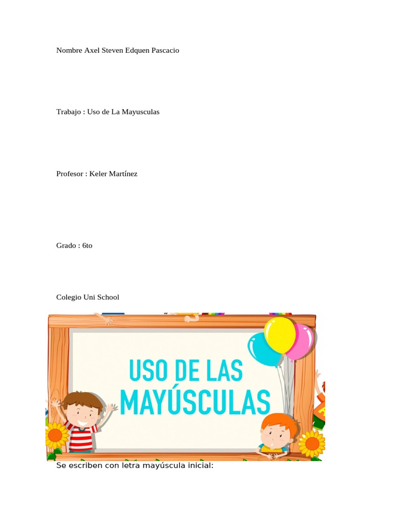 Uso de La Mayusculas .... | PDF