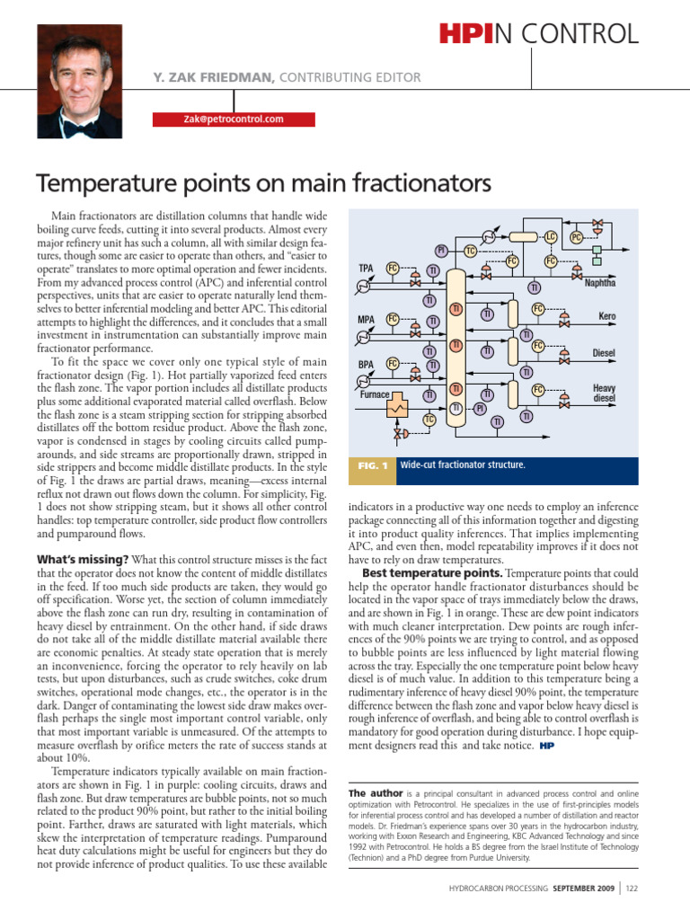 Temperature Points On Main Fractionators | PDF