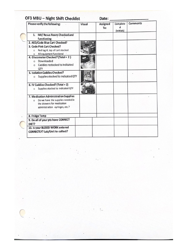 3F Night Checklist | PDF