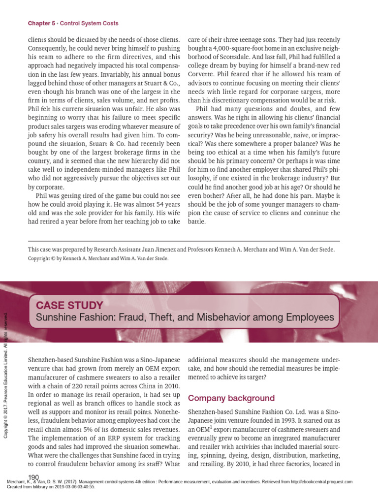 Case - Sunshine Fashion Fraud, Theft, and Misbehavior Among Employees ...