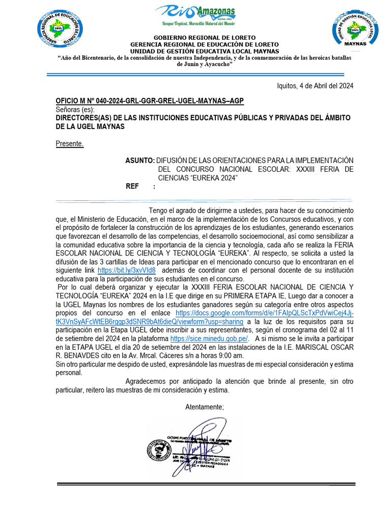 Oficio M 40 Jefatura Agp-2024 | PDF