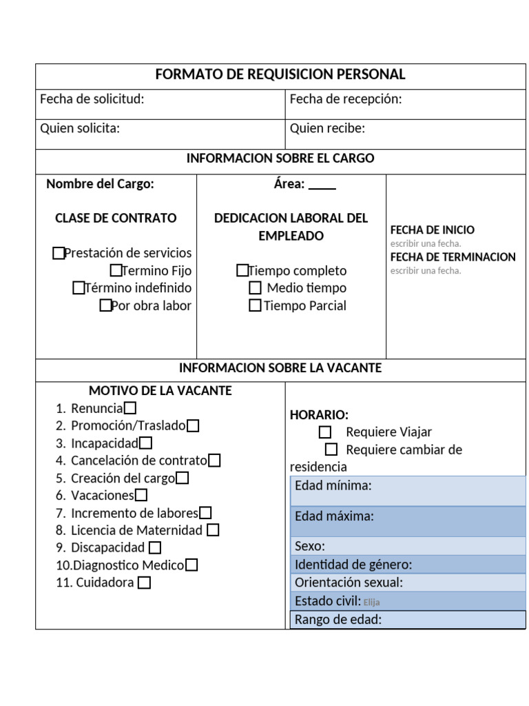 FORMATO DE REQUISICION PERSONALactualizado | PDF