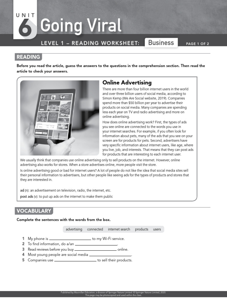 SYM 1 U06 ReadingWorksheets | PDF