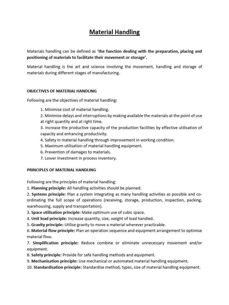 Material Handling | PDF