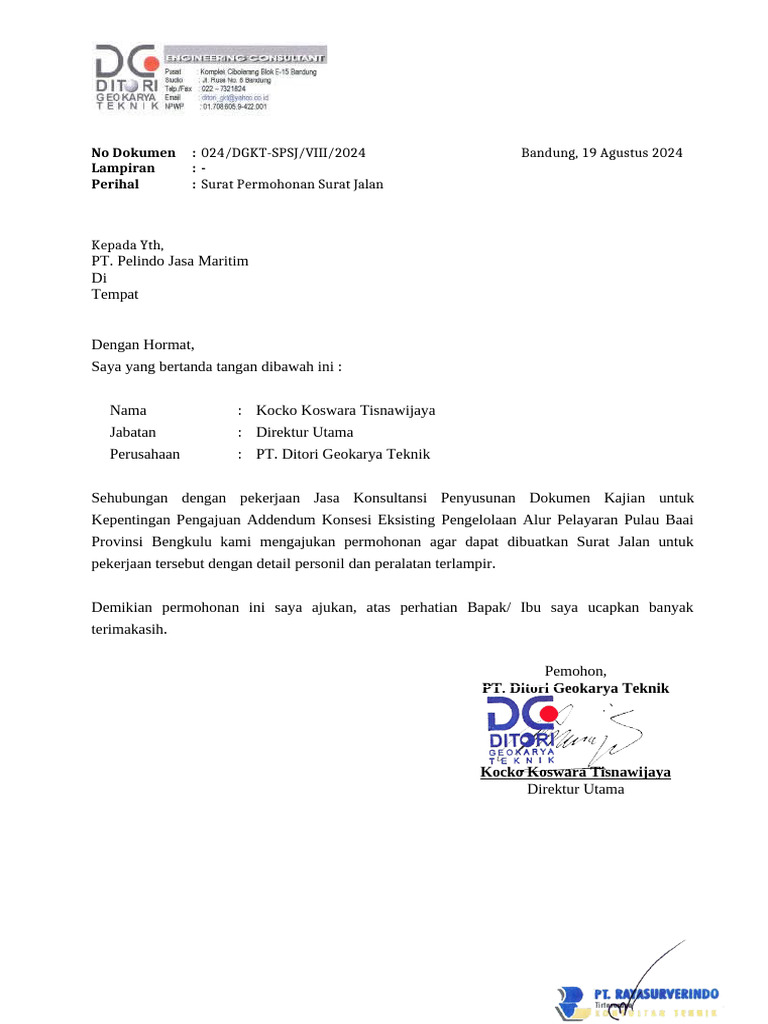 Surat Permohonan Surat Jalan | PDF