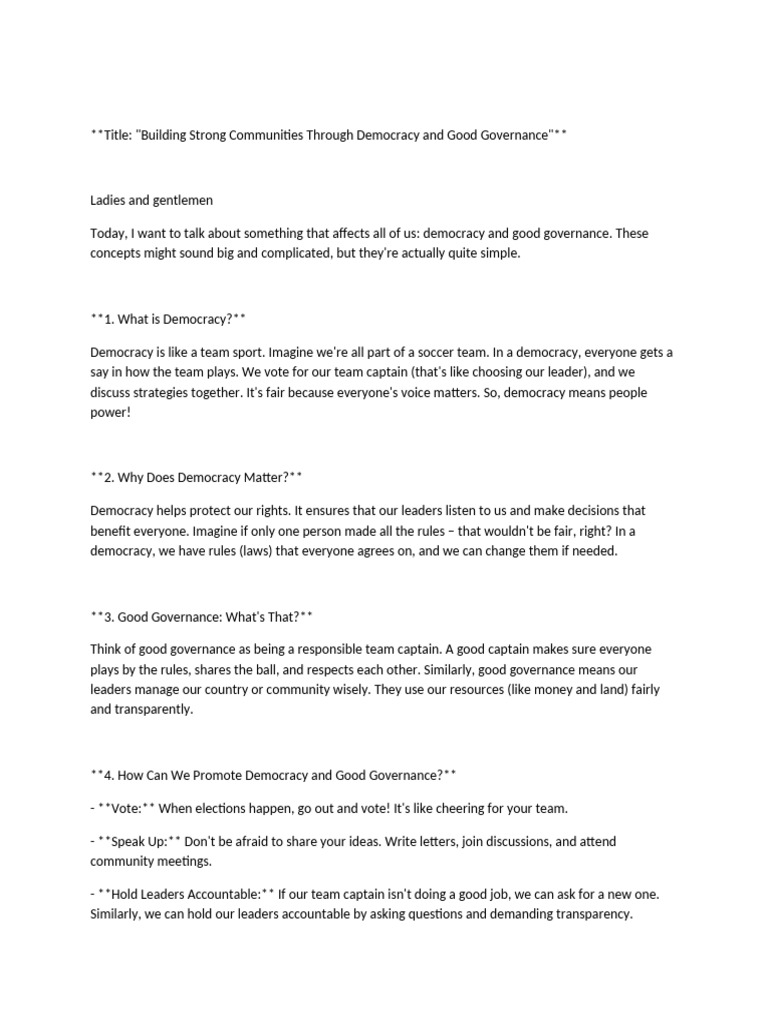 Democracy and Good Governance | PDF | Politics | Social Science