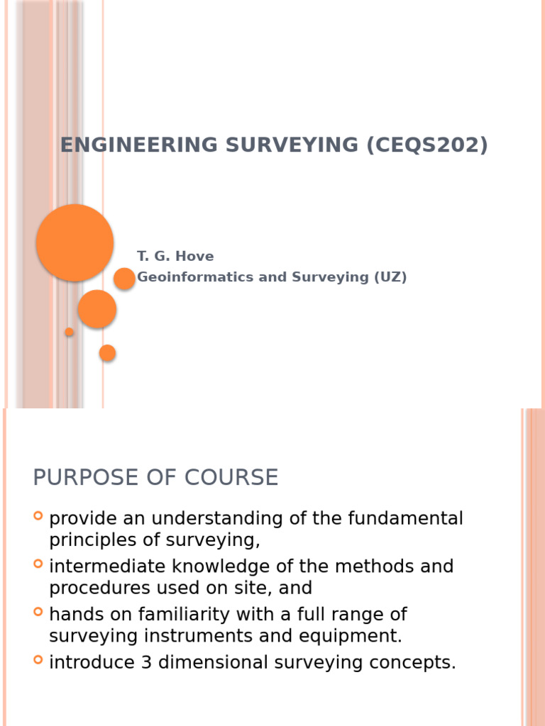 Engineering Surveying (CEQS202) Course Outline | PDF