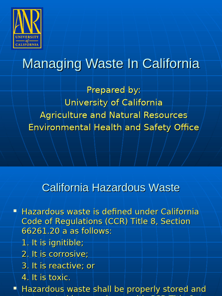 Managing Waste in California | PDF