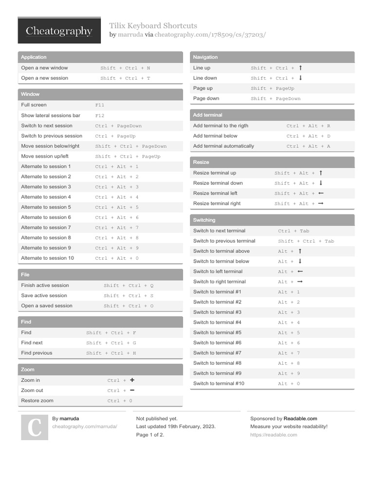 Tilix Shortcuts | PDF