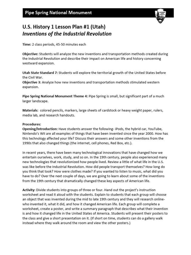 US History 1 Lesson Plan 1 Utah 3 | PDF