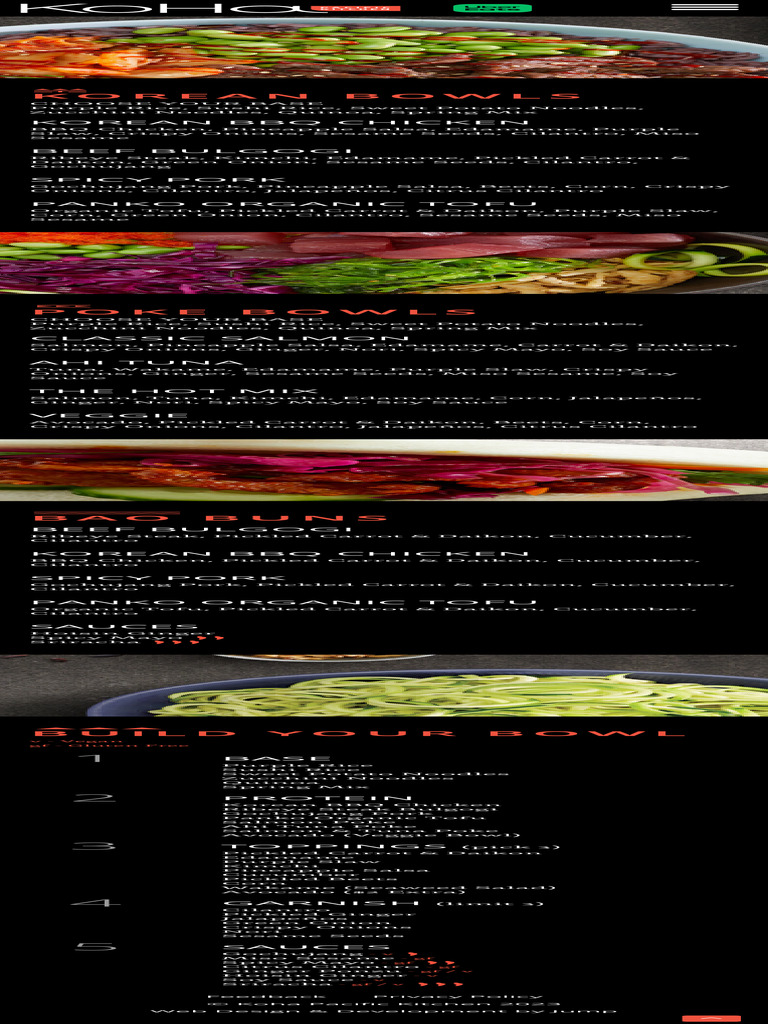 Menu - Koha Pacific Kitchen | PDF